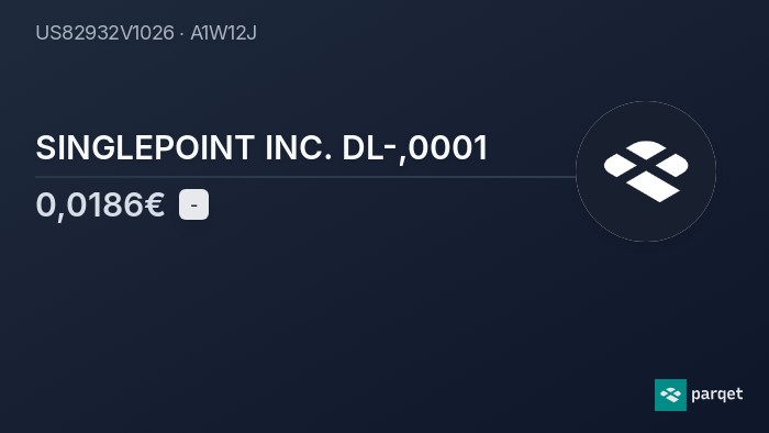 Singlepoint Inc Dl 0001 Aktie Realtime Kurse And Charts A1w12j Parqet